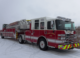 Pierce Enforcer Tiller Aerial delivered to Johns Creek, GA